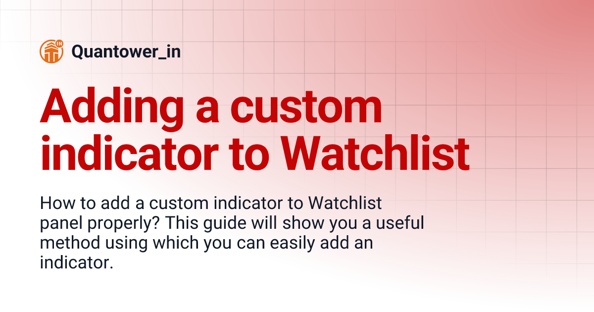 Adding a custom indicator to Watchlist | Quantower_in
